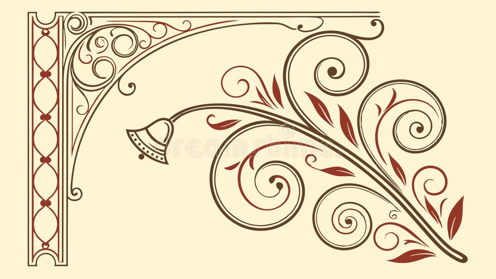 Decorative Floral Scroll Corner Embellishment Illustration, Vector ...