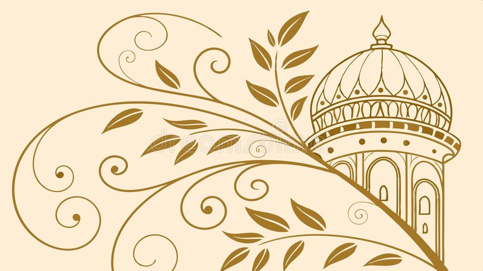 Decorative Floral Scroll Element Combined with Classical Building ...