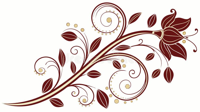 Decorative Floral Scroll Illustration Elegant Scrolling Leaf Vine ...