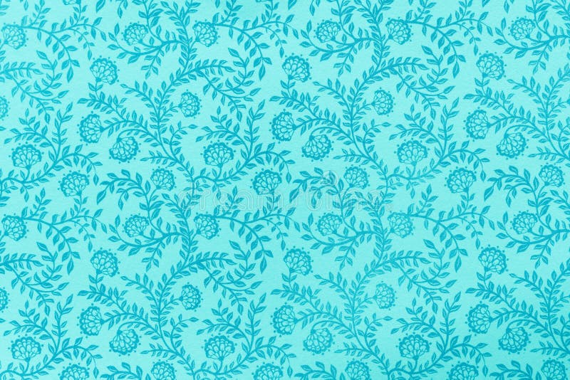 Decorative Floral Turquoise Pattern on the Turquoise Background Stock ...