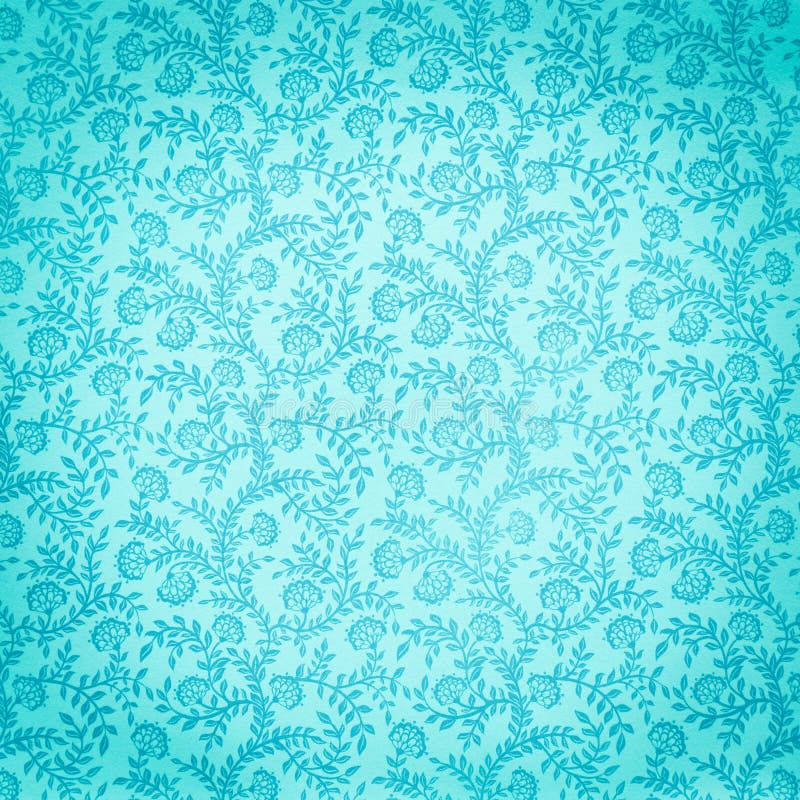 Decorative Floral Turquoise Pattern on the Turquoise Background Stock ...