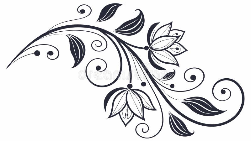 Decorative Floral Vine Illustration Elegant Scrolling Leaf Plant ...