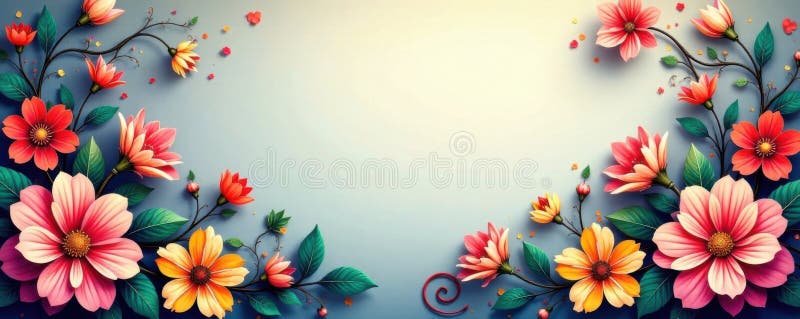 Decorative Flourish with Curly Tails and Flowers , Florals, Brushes ...