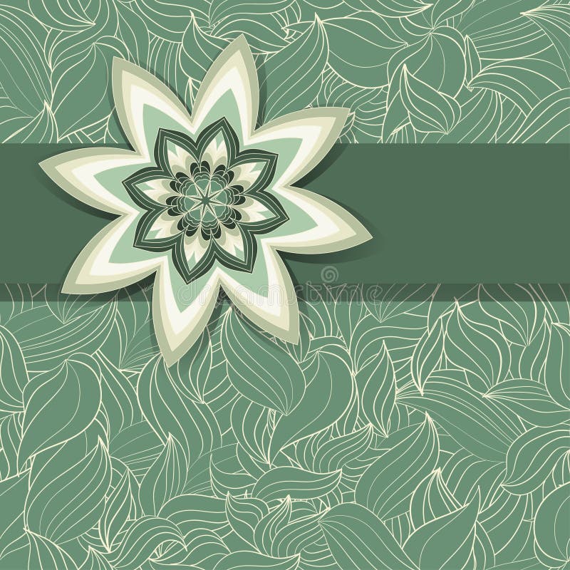 Decorative Flower on a Continuous Pattern of Green Leaves Stock Vector ...