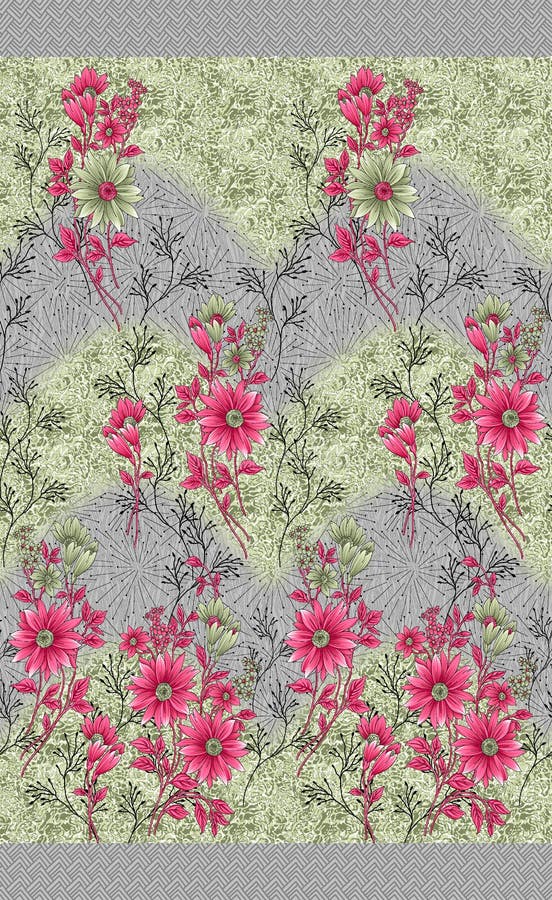 Decorative Flower Design with Digital Background Stock Illustration ...