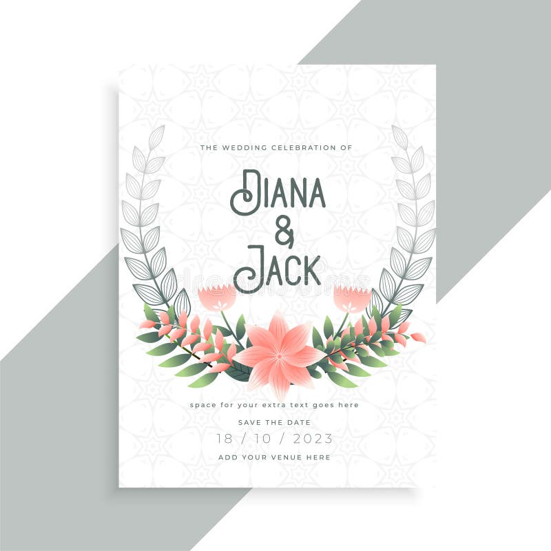 Decorative Flower Floral Wedding Card Template Design Stock Vector ...