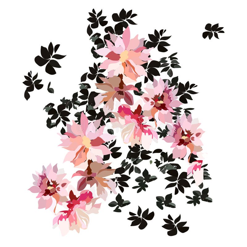 Decorative Flowers and Leaves for Your Ideas Stock Illustration ...