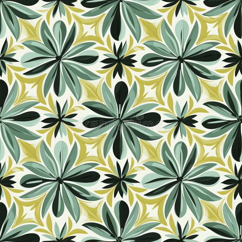 Decorative Flowers Pattern in Retro Style. Tile Stock Illustration ...
