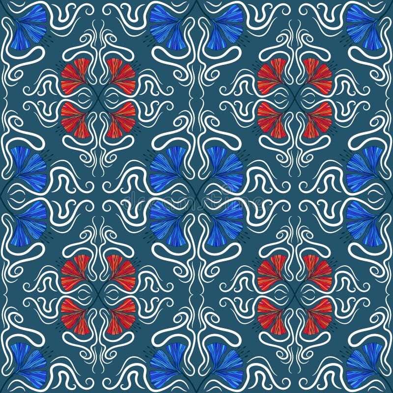 Decorative Flowers Seamless Pattern. Vector Stock Illustration Stock ...