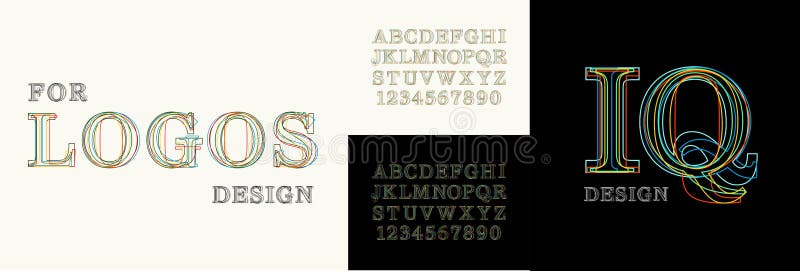 Decorative Font, Alphabet Created from Colored Contours of Different ...