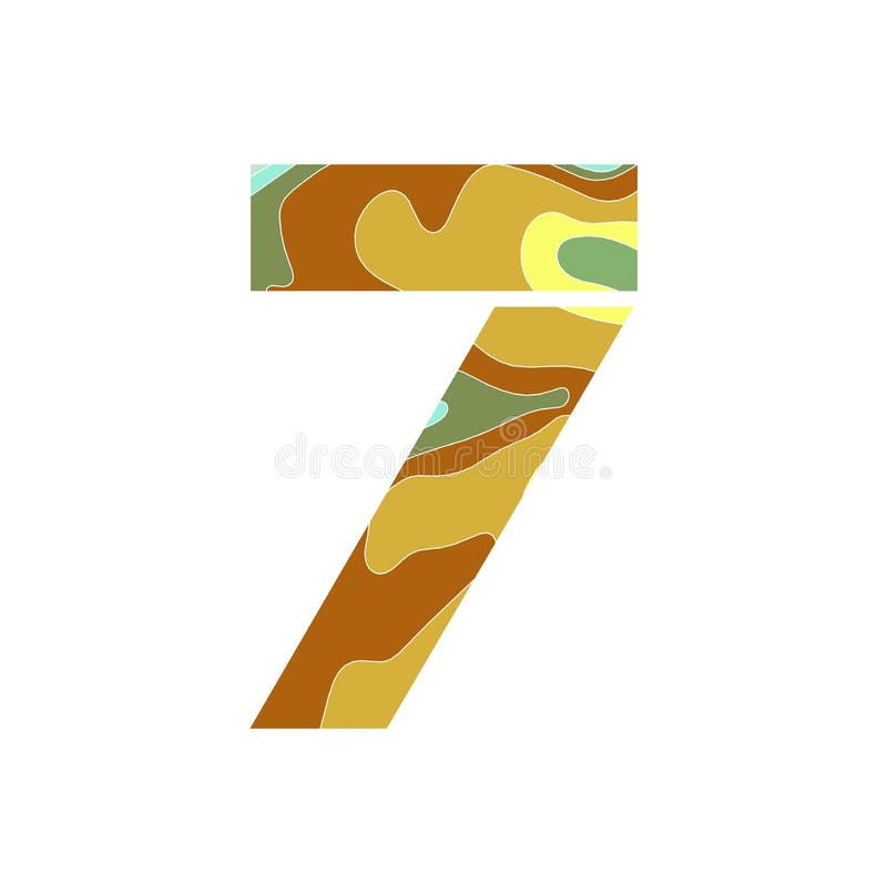Collection of Numbers with a Pattern of Wavy Multicolored Lines. Seven ...