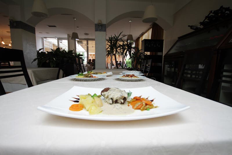 Decorative food restaurant stock photo. Image of steak - 170996948