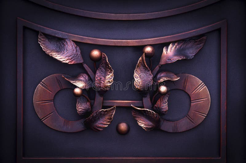 Decorative Forged Elements on Metal Forged Gates in Dark Colors Stock ...