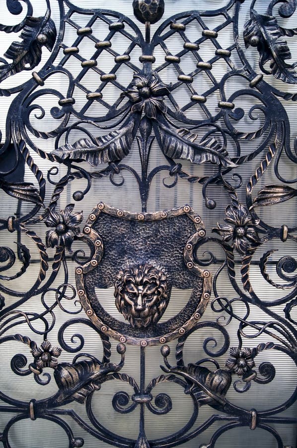 Decorative Forging of the Gate with the Image of a Lion Stock Photo ...