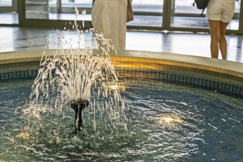 Decorative Fountain in the Lobby of the Shopping Stock Image - Image of ...