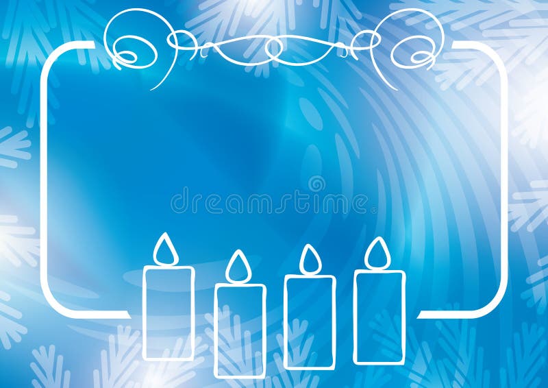 Decorative Frame with Advent Candles on White Blue Background - Vector ...