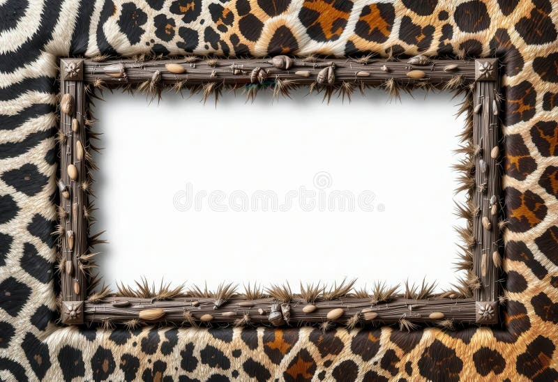 Decorative Frame with Animal Print Background Featuring Tiger and ...