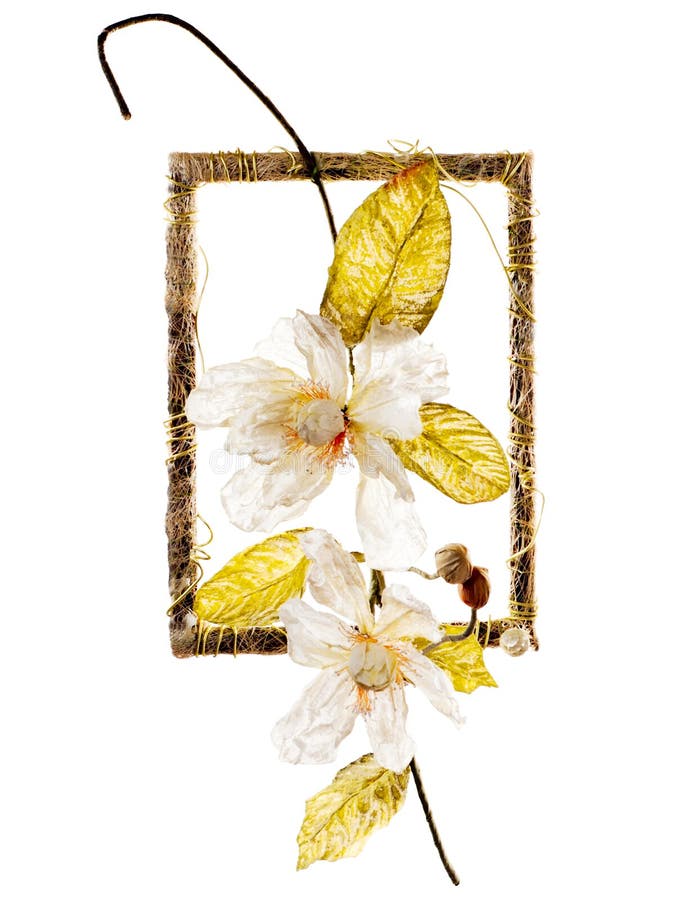 Decorative Frame with Artificial Flowers Stock Photo - Image of ...