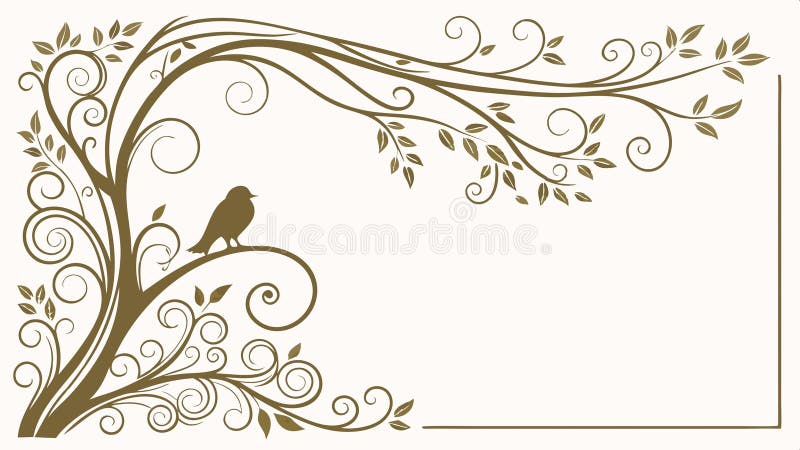 Decorative Frame with Bird and Floral Corner Elements Vector Design ...