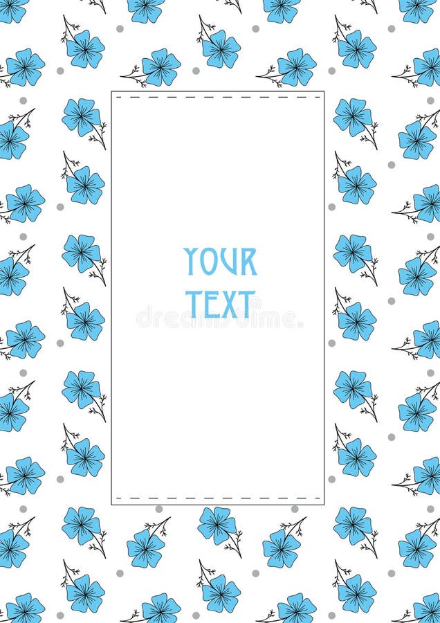 Decorative Frame with Blue Flowers, Text Area and Thin Black Border ...