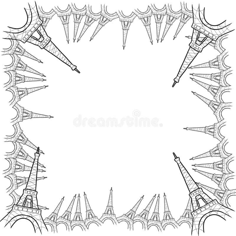 Eiffel tower border stock illustration. Illustration of black - 45600427