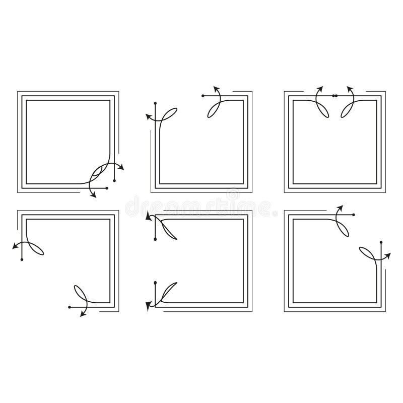Decorative Frame Collection. Abstract Corner Elements. Geometric Border ...