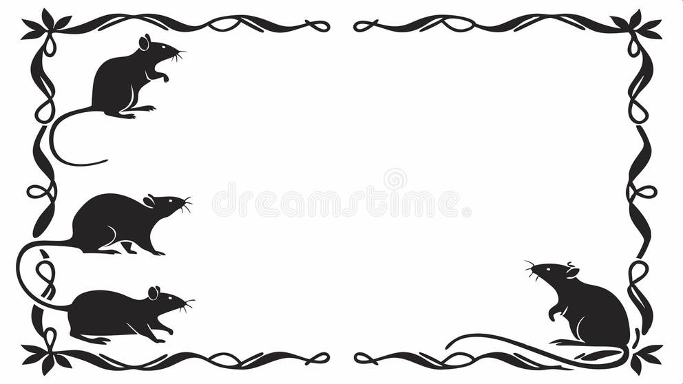 Decorative Frame with Corner Silhouettes of Mice or Rats Spooky Design ...