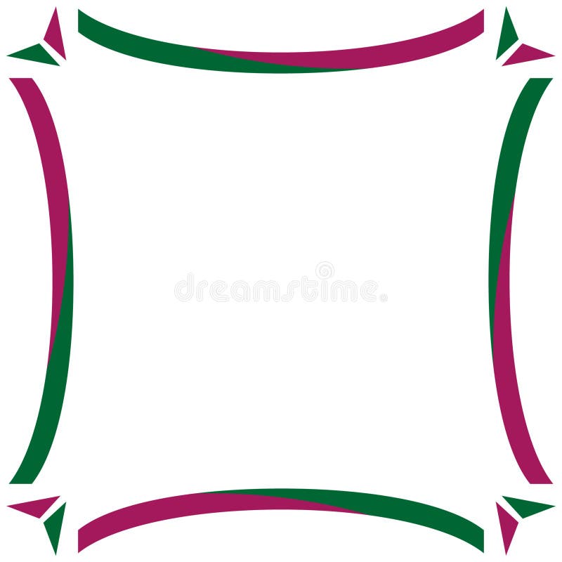 Decorative Frame Design. Green and Pink Border. Colorful Curved ...