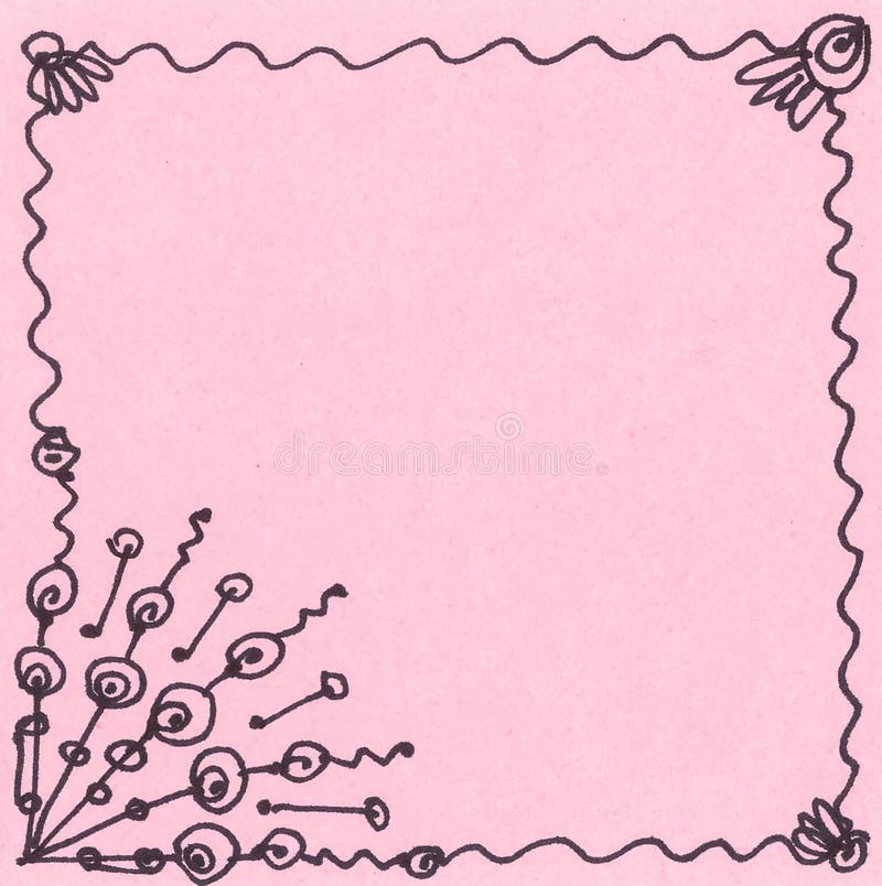 Decorative Frame, Doodle, Graphic Drawing on a Pink Background Stock ...