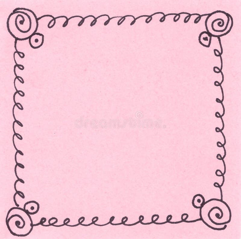 Decorative Frame, Doodle, Graphic Drawing on a Pink Background Stock ...
