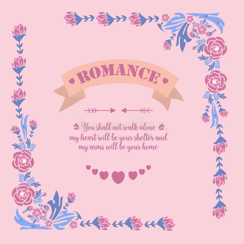 Decorative Frame with Elegant Leaves and Flower for Romance Greeting ...