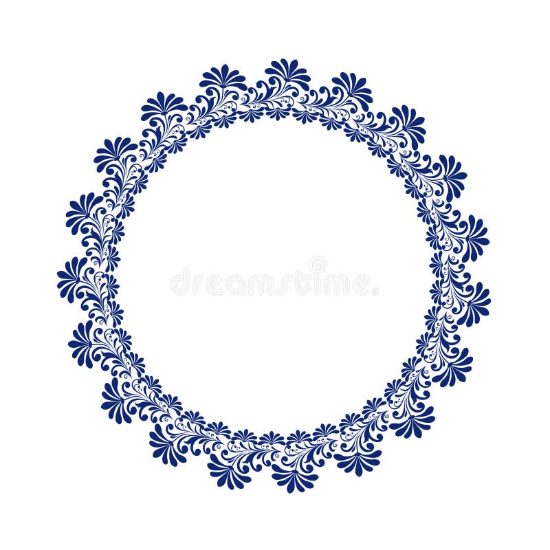 Decorative Frame Elegant Vector Element Blue Circular Frame with ...