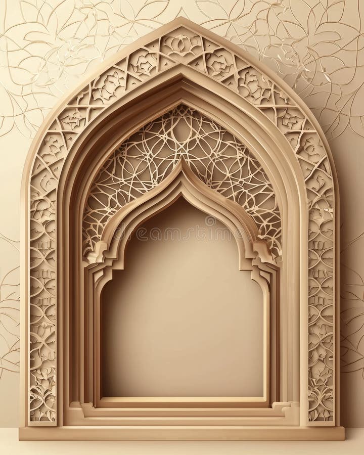 Islamic Geometric Frame on Beige Background for Elegant Ramadan Theme ...