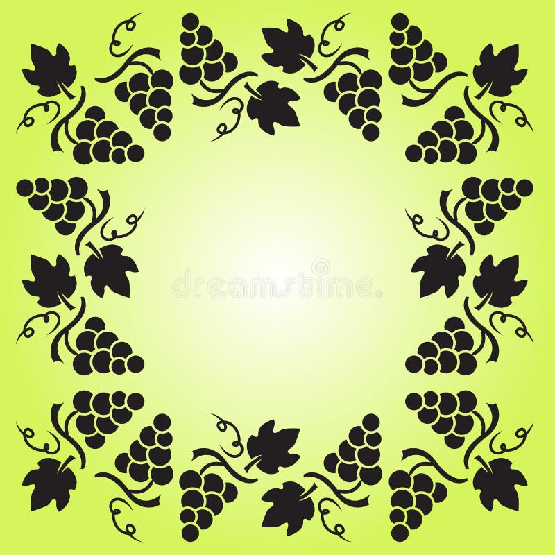 Decorative Frame with Grapevine, Grapes and Leaves. Vector Illustration ...