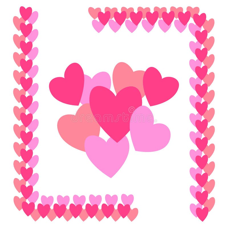 Decorative Frame of Hearts and Hearts Composition, Vector Templates ...