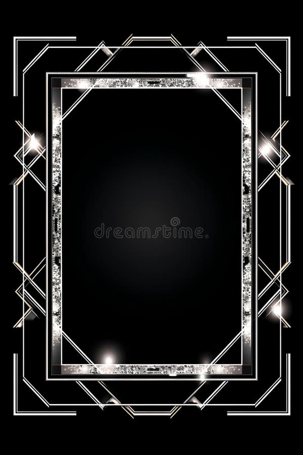 Decorative Frame with Light Effects on Black Background. Vector ...