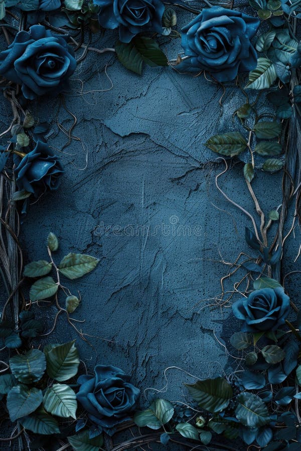 A Decorative Frame Made from Blue Roses and Vines, Perfect for Weddings ...