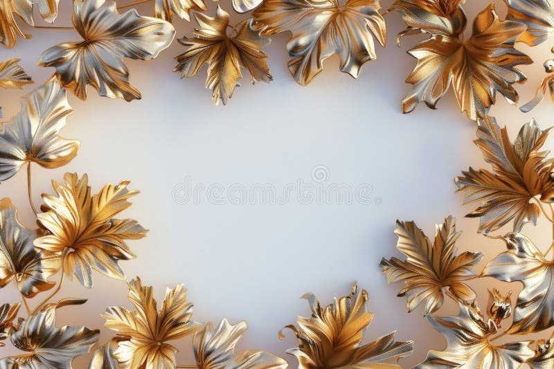 A Decorative Frame Made from Intertwined Gold and Silver Flowers Stock ...