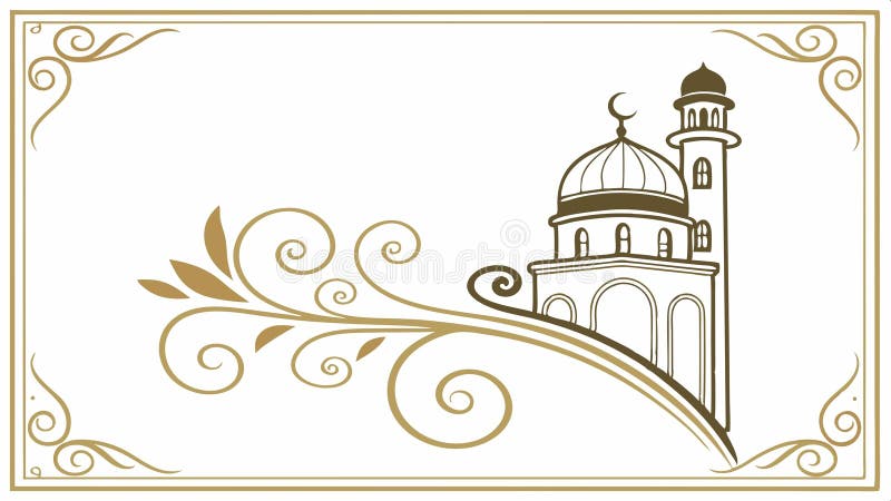 Decorative Frame with Mosque Architectural Design Element Vector Design ...