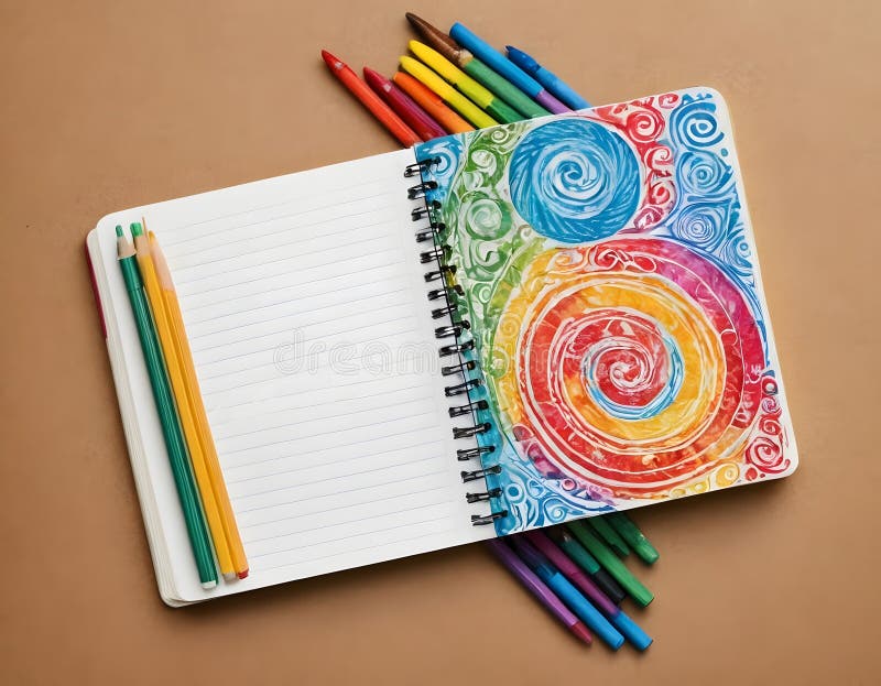 Notebook-style Decorative School Frame with Spiral Binding and Doodle ...
