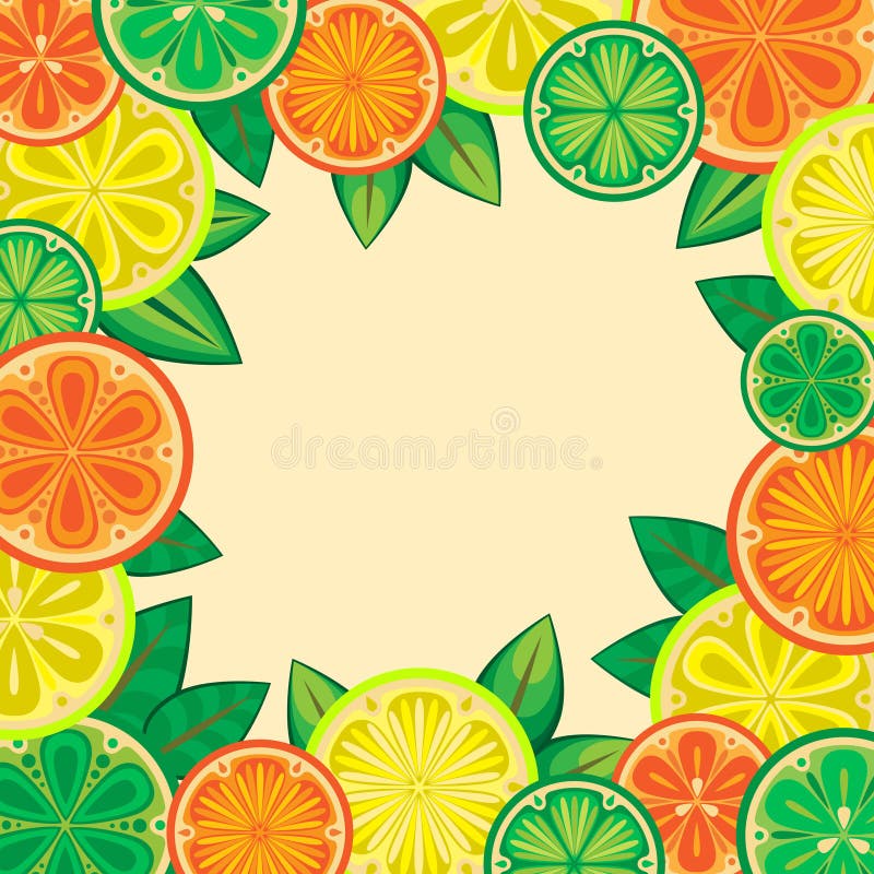 Decorative Frame of Oranges, Lemons and Limes Stock Illustration ...