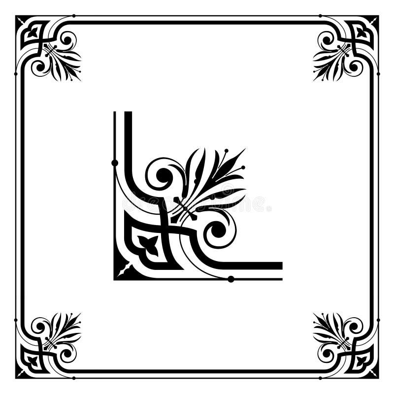 Decorative Frame with Ornamental Corners Stock Vector - Illustration of ...
