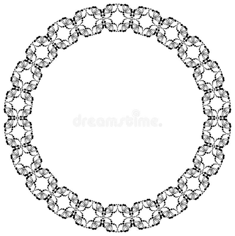 Decorative Frame of Round Shape. Geometric Pattern of Black Color Stock ...
