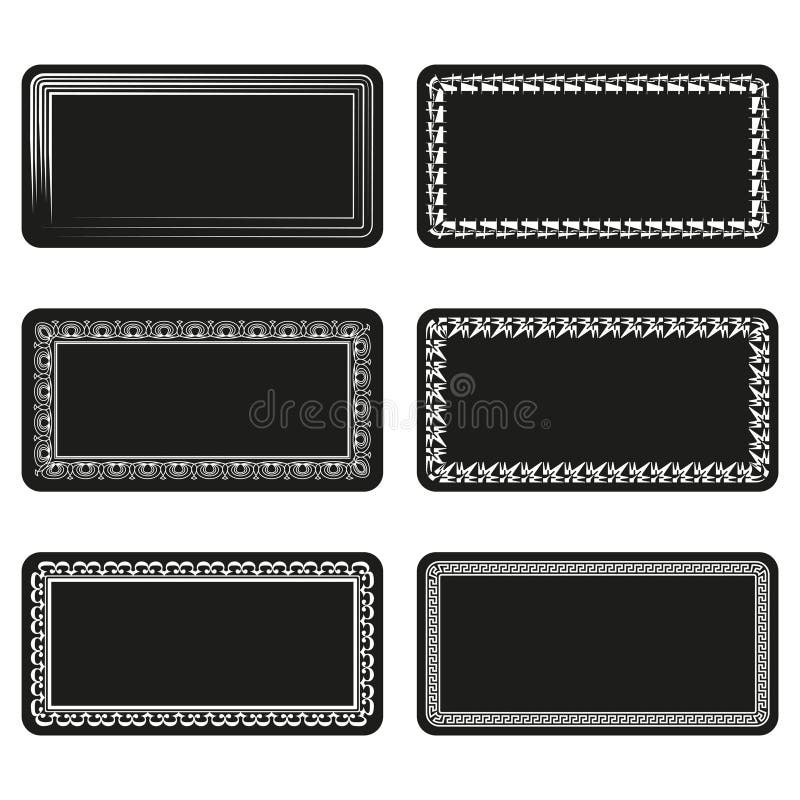 Decorative Frame Set. Black Vector Borders. Ornamental Rectangular ...