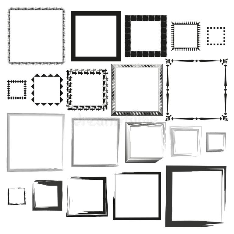 Decorative Frame Set Vector. Various Square Frame Styles. Black and ...