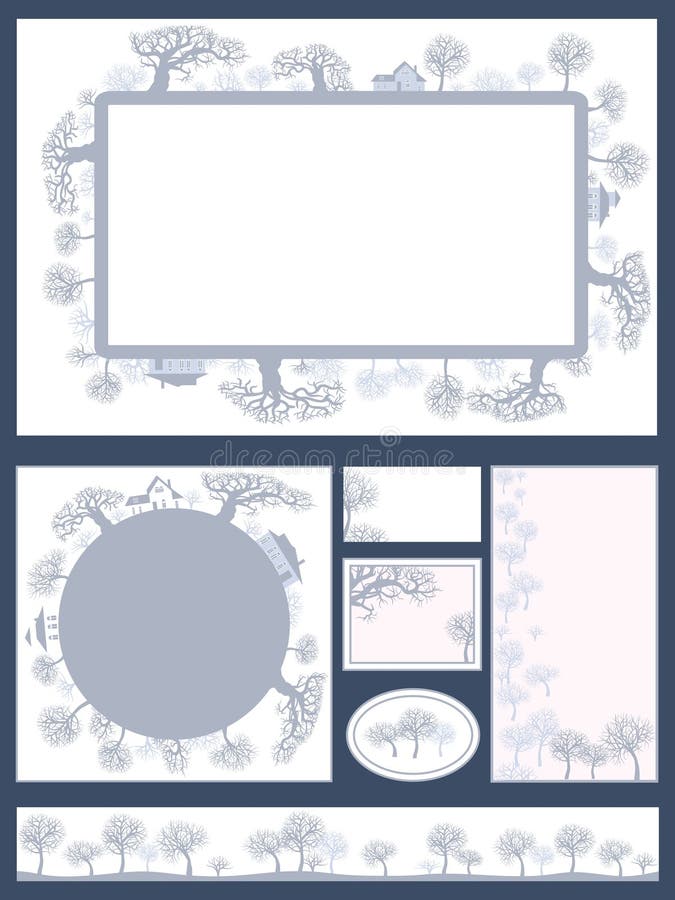 Decorative Frame with Silhouette of a Forest with Thick and Thin Stock ...