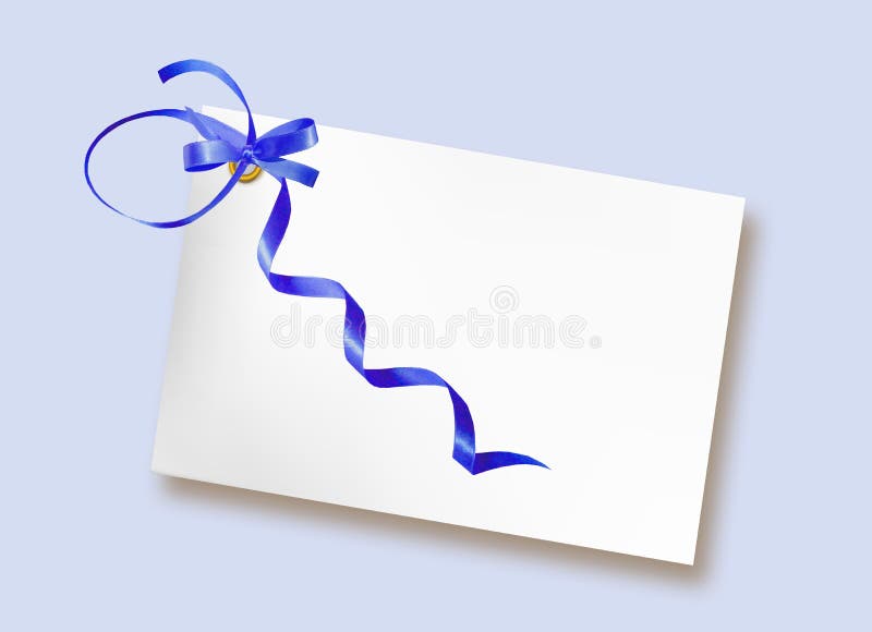 Frame with Tag and Long Blue Ribbon Stock Illustration - Illustration ...
