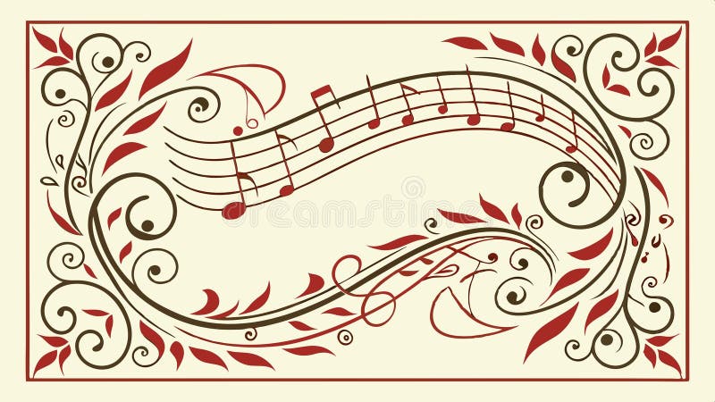 Music Notes and Swirl Frame, Musical Border, Decorative Vector Art ...