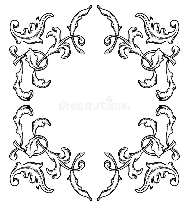 Pattern with old scroll stock vector. Illustration of drawing - 107271914