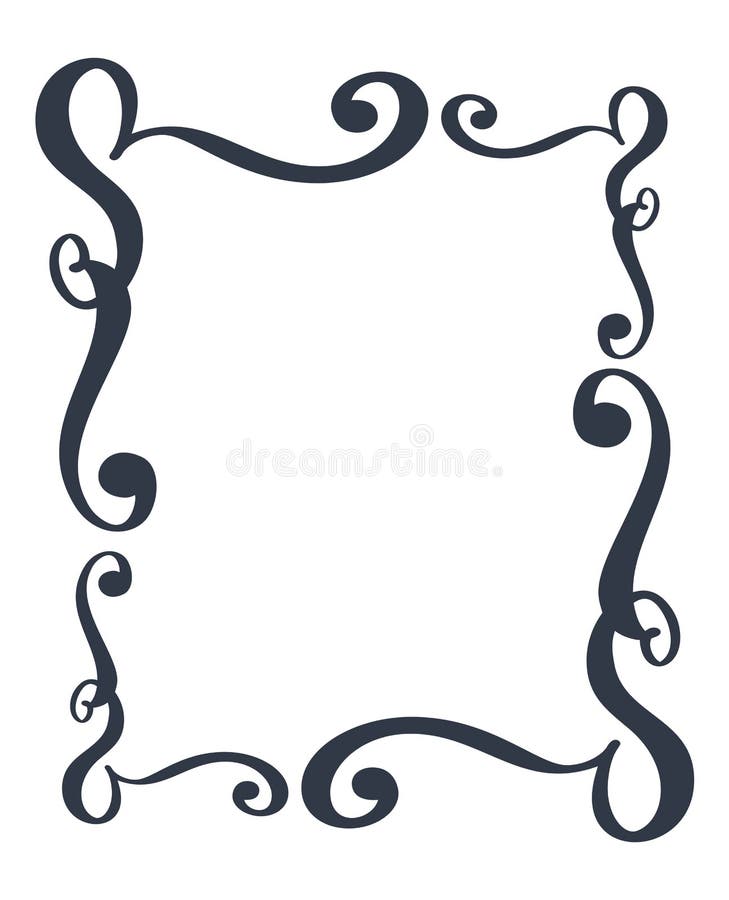 Decorative Frames and Border Standard Rectangle Hand Drawn Flourish ...